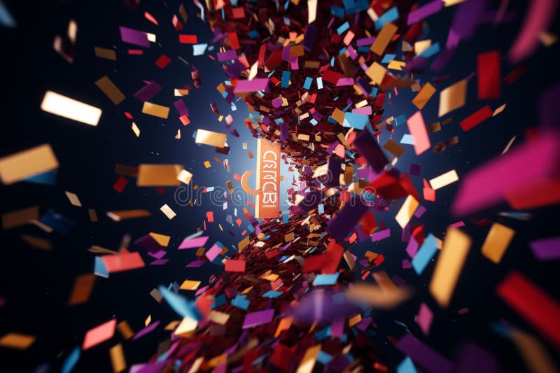 Dynamic Confetti Burst with Bold Typography Stock Illustration ...