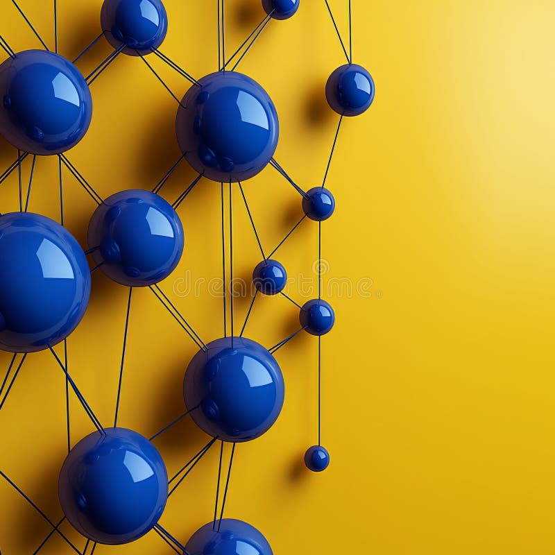 Dynamic Connections: a Network of Interconnected Blue Spheres on Yellow ...