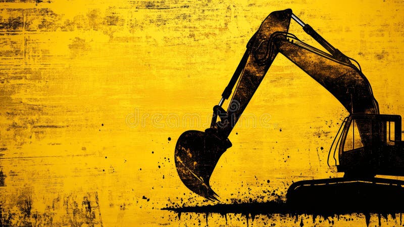 Dynamic Construction Machine in Motion, a Bold Black and Yellow ...