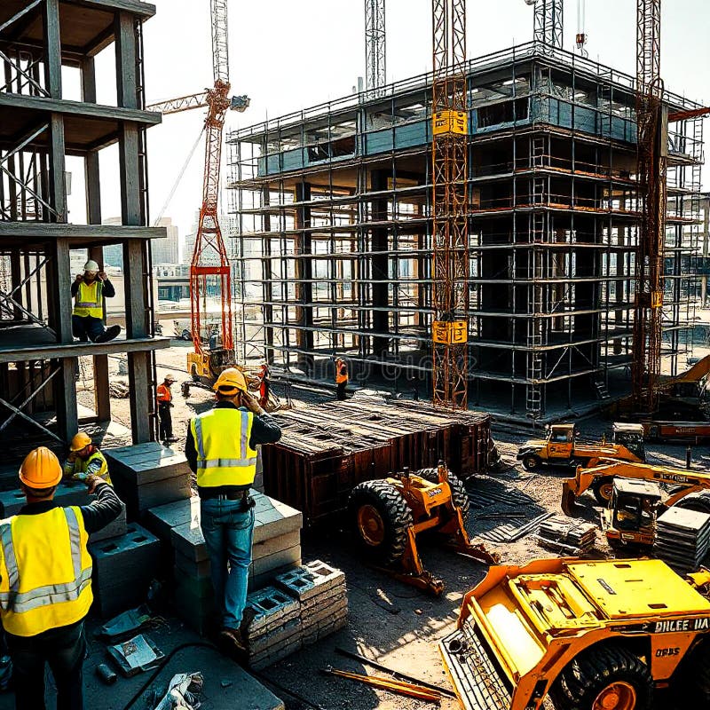 Building, Road and General Construction Works Stock Illustration ...