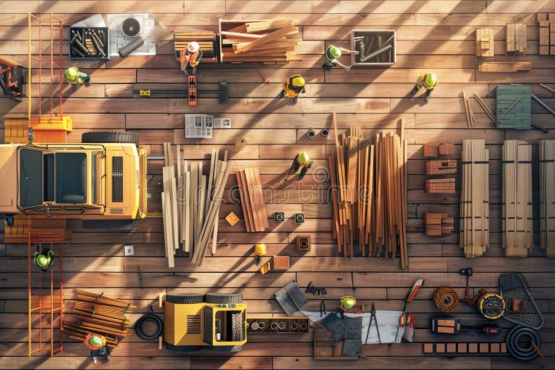 Dynamic Construction Site Display with Workers, Machinery, and Building ...