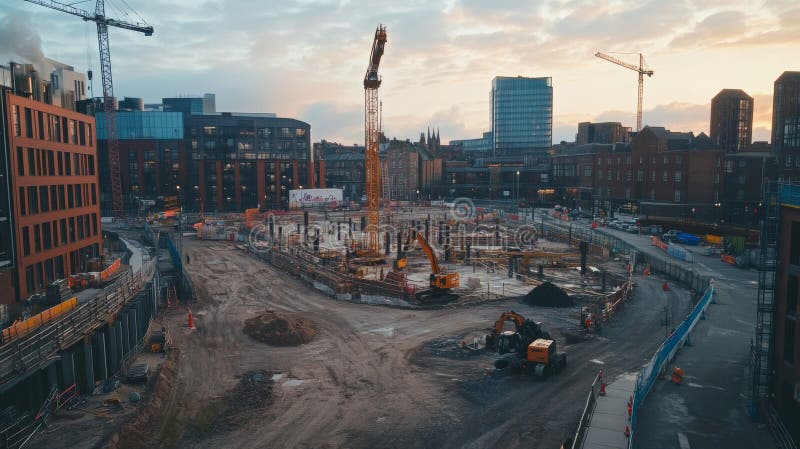 Dynamic Construction Site Showcasing Active Machinery and Ongoing ...