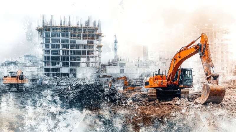 Dynamic Construction Site Showcasing Heavy Machinery and Evolving ...