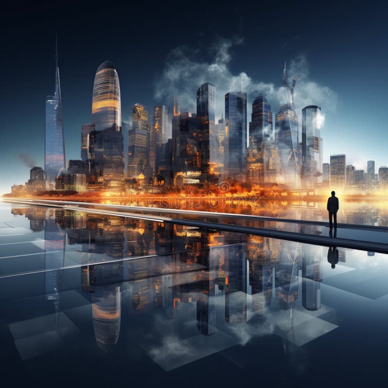 Dynamic Construction Vision Double Exposure Combines Architecture ...