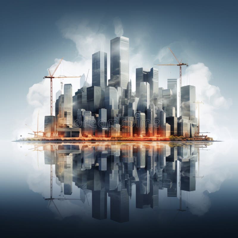 Dynamic Construction Vision Double Exposure Combines Architecture ...