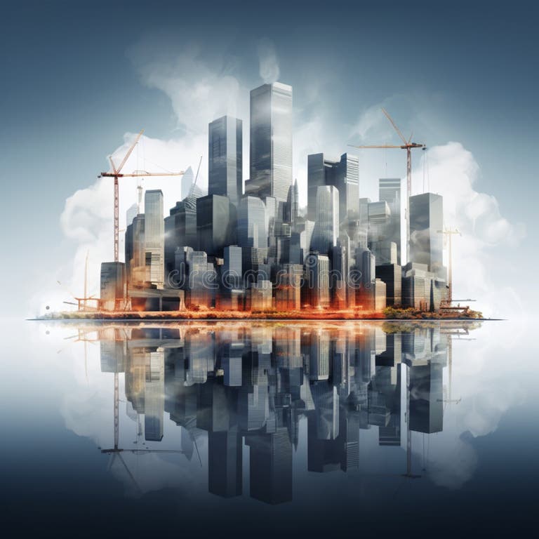 Dynamic Construction Vision Double Exposure Combines Architecture ...