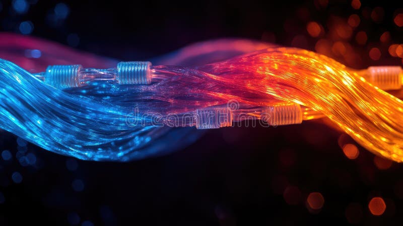 Dynamic Contrast of Colorful Orange and Blue Electrical Wires Connected ...