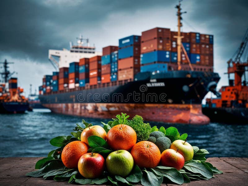 Dynamic Contrast of Fresh Produce and Industrial Cargo Ship in a ...