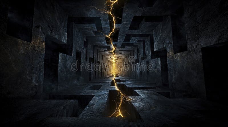 Dynamic Contrast of Light and Dark Lines Abstract Tunnel Digital Art ...