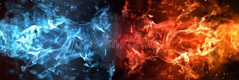 The Dynamic Contrast of Striking Blue and Fiery Red Flames Creates a ...