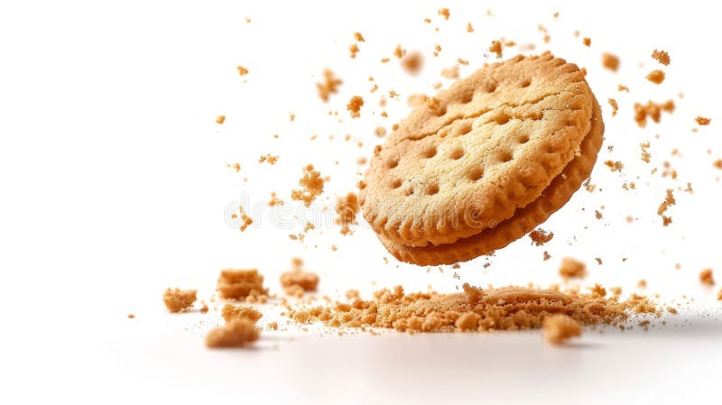 Dynamic Cookie Explosion with Crumbs in Mid-Air. Generative Ai Stock ...