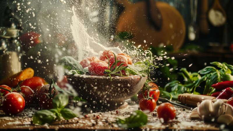 Flour Explosion Against Green Background Capturing Movement and Texture ...