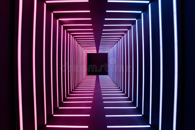 Dynamic Corridor Illuminated by Vertical Streaks of Neon Lights in Pink ...