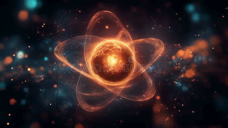 Dynamic Cosmic Atom Visualization with Vibrant Energy Effects Stock ...