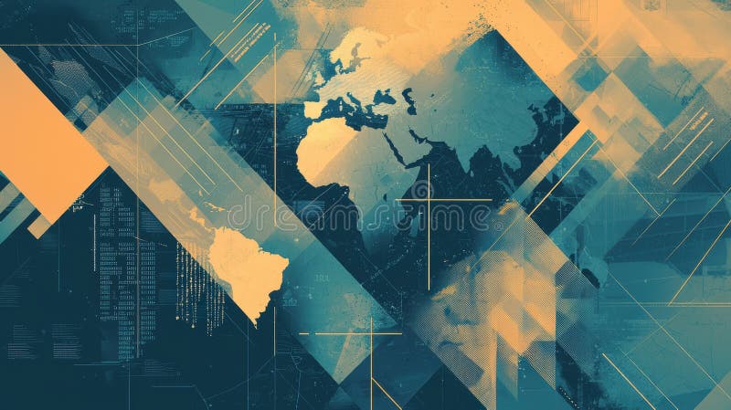 Global Business Report Cover with Geometric Patterns and Elegant ...