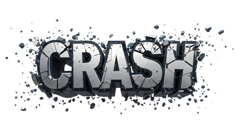 Dynamic CRASH Text Effect with Shattered Fragments Against White ...
