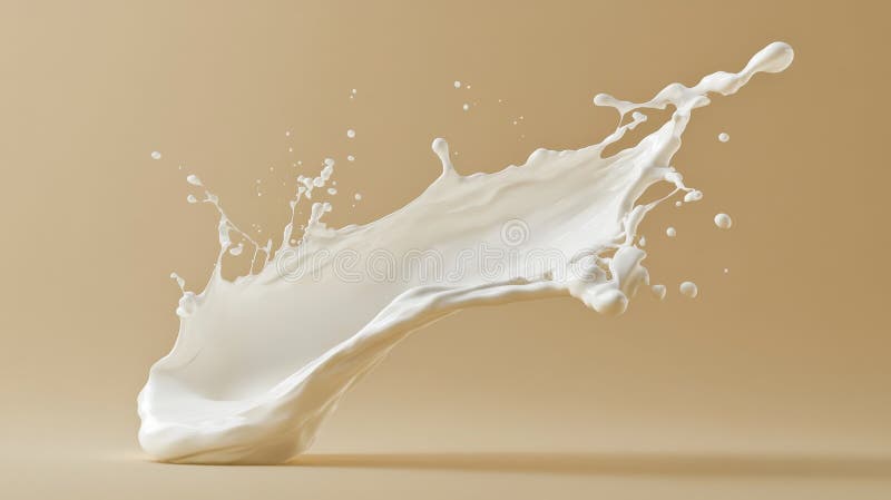 Dynamic Creamy Liquid Splash with Droplets on Gold Backdrop Stock Photo ...