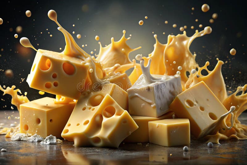 A Dynamic Creamy Splash of Cheese in Motion Stock Photo - Image of ...