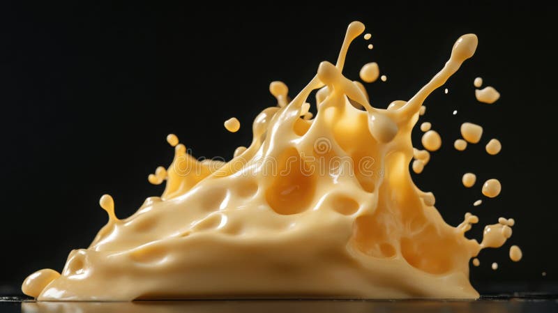 A Dynamic, Creamy Splash of Cheese in Motion, Showing a Playful ...