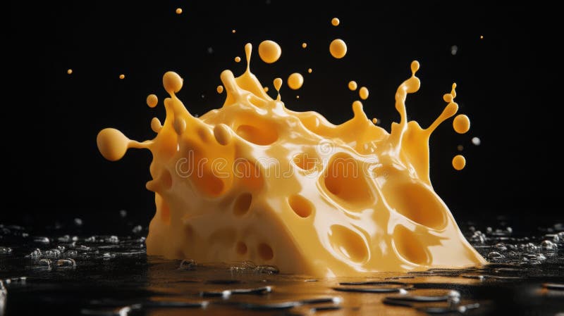 A Dynamic, Creamy Splash of Cheese in Motion, Showing a Playful ...