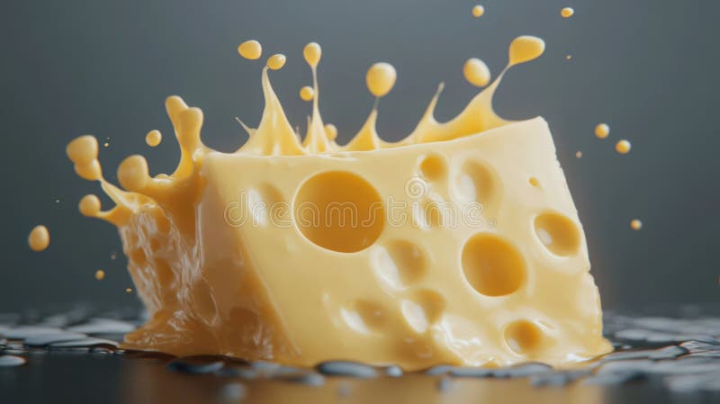 A Dynamic, Creamy Splash of Cheese in Motion, Showing a Playful ...