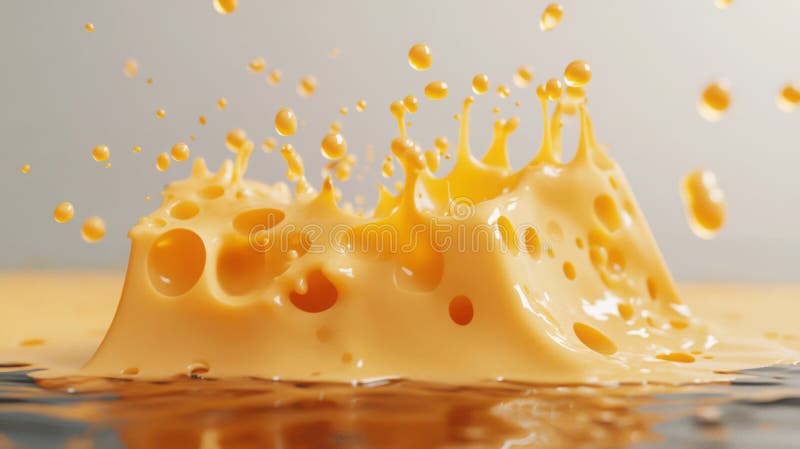 A Dynamic, Creamy Splash of Cheese in Motion, Showing a Playful ...