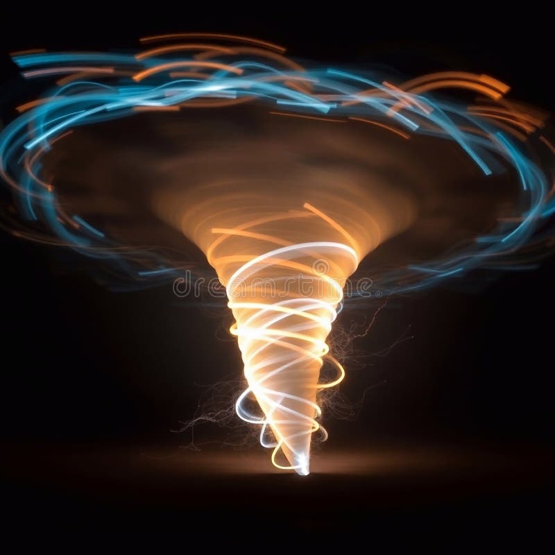 A Dynamic Creative Light Art Piece Depicting a Terrible Tornado in ...