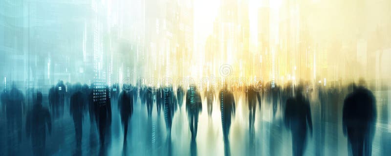 Dynamic Crowd Movement Amidst Urban Landscape Abstract Concept Blurred ...