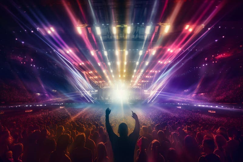 Dynamic Crowd Near the Concert Stage. Generative AI Stock Illustration ...