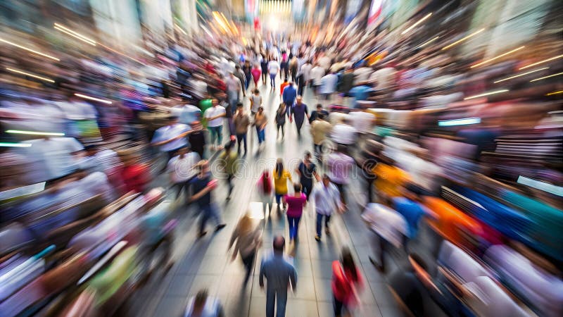 Dynamic Crowd People on Busy Public Place. Motion Blur Stock ...