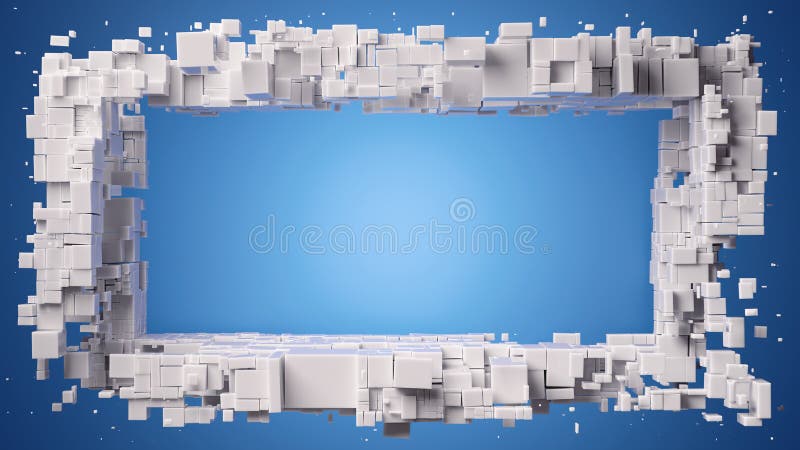 Dynamic Cube Frame on Blue: a Fragmented Structure Highlighting Space ...