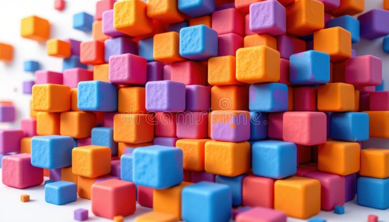 Dynamic Cube Stack in a 3d Style on a White Background, with Bold ...