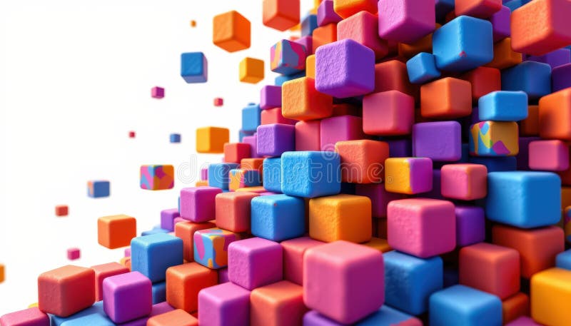 Dynamic Cube Stack in a 3d Style on a White Background, with Bold ...