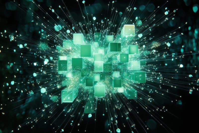 Dynamic Cubic Explosion Digital Space Abstract Graphic Virtual ...