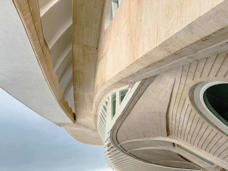 Dynamic Curved Architecture with Structural Detailing Stock Image ...