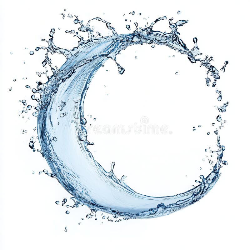 Curved Water Splash Captured on a White Background Showcasing Fluid ...