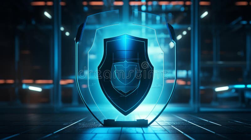 Dynamic Cyber Security Shield Illustration with Encryption and ...