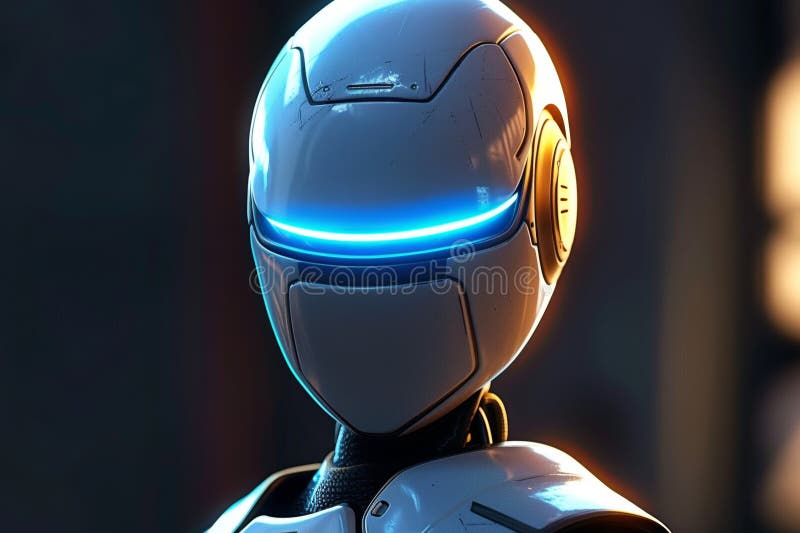 Dynamic Cybernetic Illustration of Futuristic Hovering Robot with Sleek ...