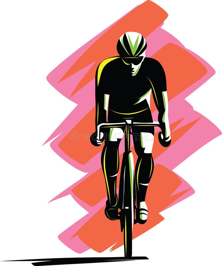 Dynamic Cyclist Illustration Stock Illustration - Illustration of road ...