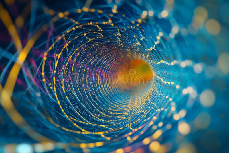 A Dynamic 3d Abstract Background Displaying A Mesmerizing Fractal Tunnel Made Of Pulsating Neon