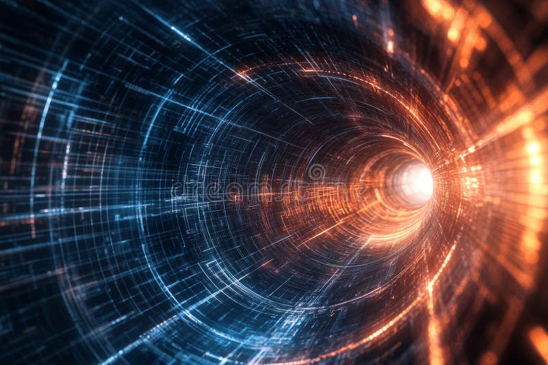 A Dynamic 3d Abstract Background Displaying A Mesmerizing Fractal Tunnel Made Of Pulsating Neon