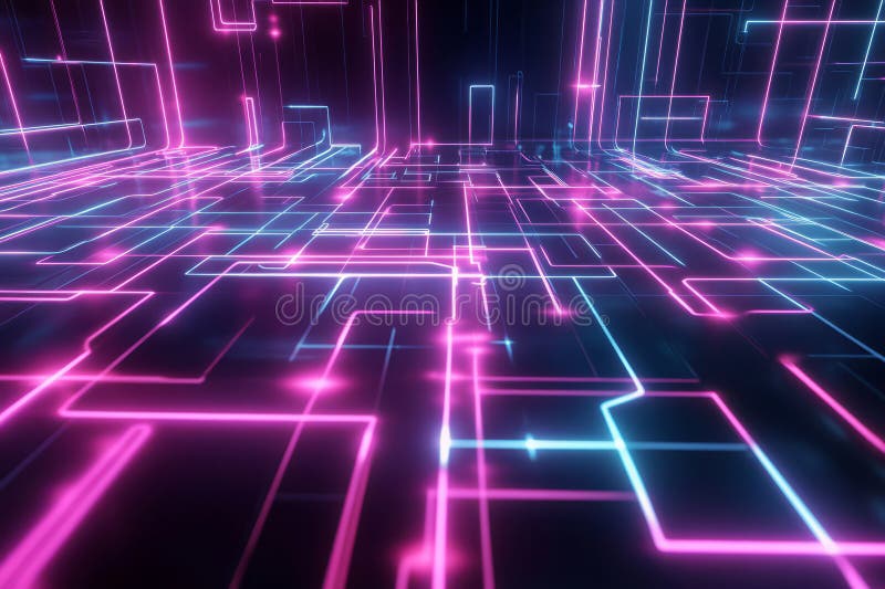 A Dynamic 3D Abstract Background with an Elaborate Network of Pulsating ...