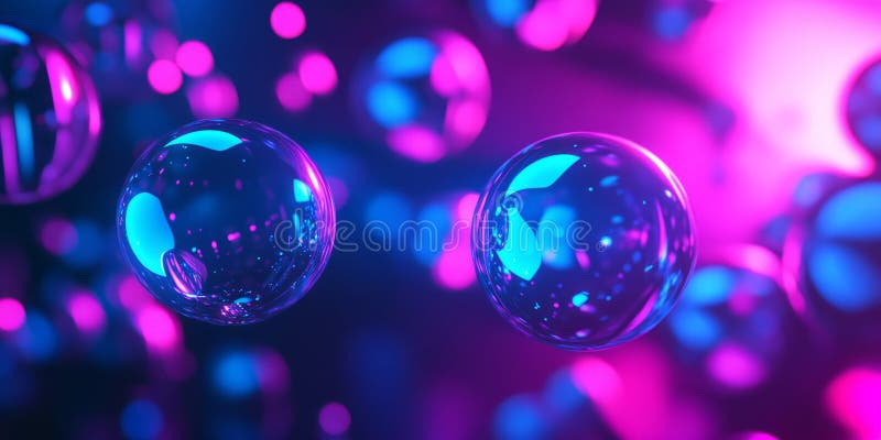 A Dynamic 3D Abstract Background Featuring Luminous Glass-like Spheres ...