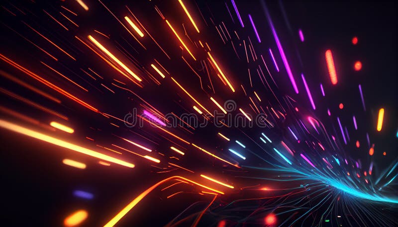 Generative AI, Neon Data Stream: a Glowing 3D Render Abstract ...