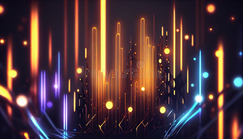 Generative AI, Neon Data Stream: a Glowing 3D Render Abstract ...