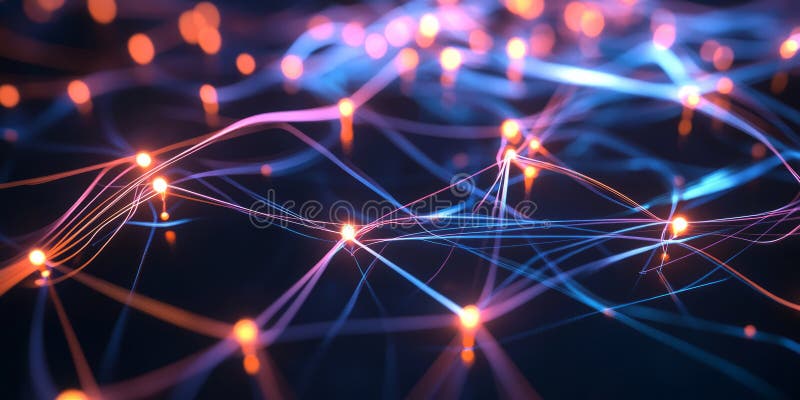 A Dynamic 3D Abstract Background Showcasing a Complex Web of Glowing ...