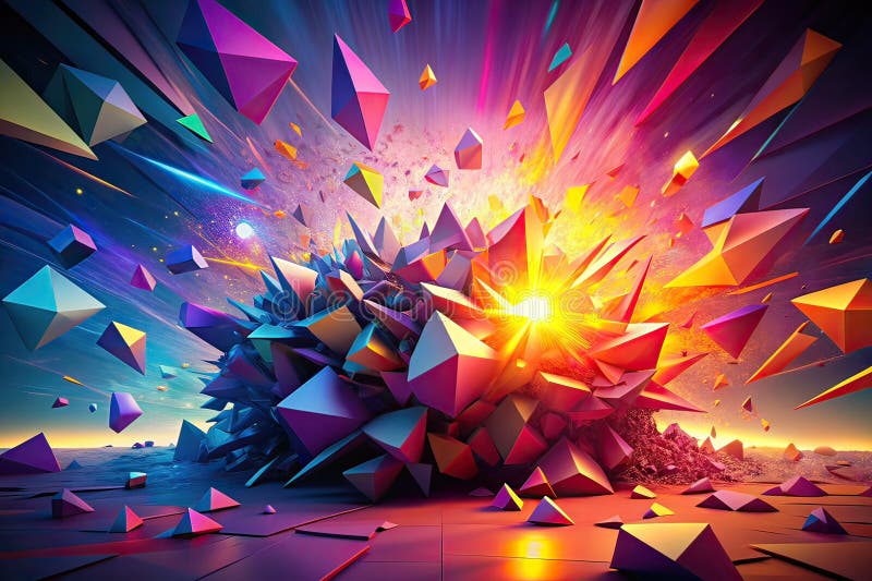 Dynamic 3D Abstract Geometric Explosion a Powerful Visual Display of ...