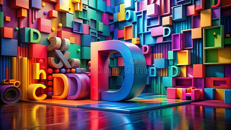Dynamic 3D Alphabet Letters in Rule of Thirds Composition a Creative ...