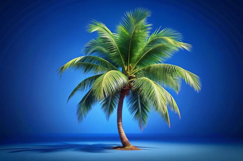 Dynamic 3D Animated Coconut Palm Tree Swaying in the Breeze Blue Screen ...