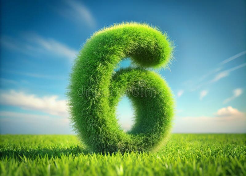 Dynamic 3D Animated Green Grass Number 6 with TiltShift Effect UHD Quality Isolated on White ...